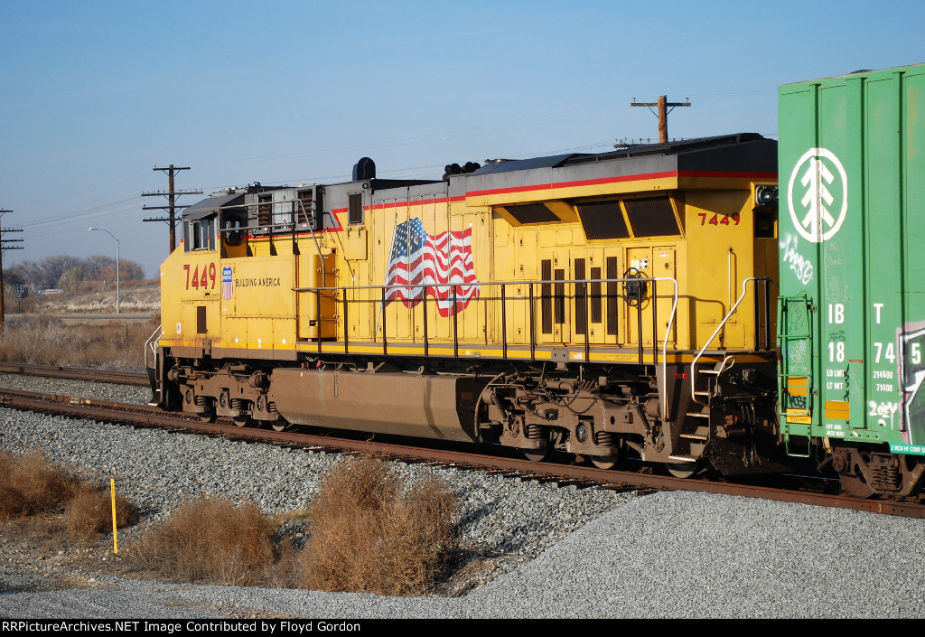 UP 7449 is DPU on eastbound freight